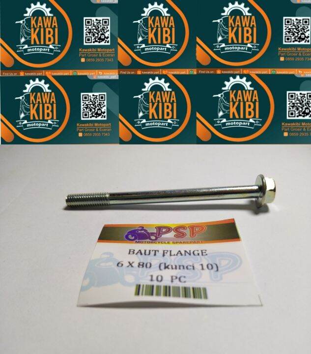 BAUT FLANGE (Kunci 10) 6 x 80 - Baud Ring Topi 6 mm Panjang 80 mm Kunci ...