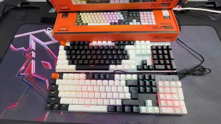 คีย์บอร์ดเกมมิ่ง EGA TYPE-K103 GAMING KEYBORD Mini RGB Mechanical Blue ...