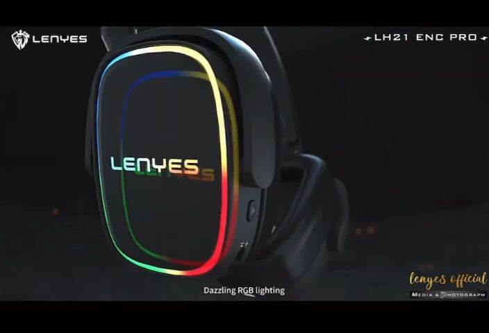 LH21PRO - HEADPHONE LENYES LH-21 Pro ENC RGB Light 40ms Headphone Gaming Bluetooth hifi stereo ...