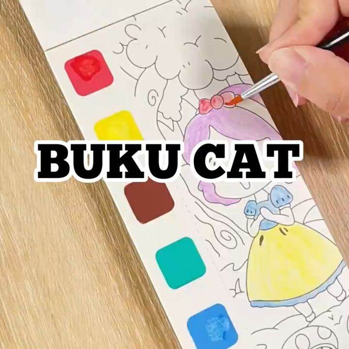 ONE-A56 Buku Gambar Mewarnai Buku Lukis Cat Air Set Free Kuas / Buku ...
