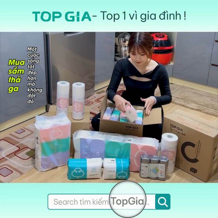 Khăn giấy rút TopGia thùng 30 gói, giấy ăn gấu trúc cao cấp, không bị ...