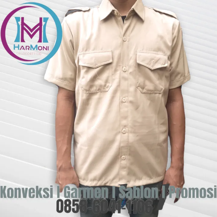 KEMEJA PDH KERJA UKURAN JUMBO WARNA KREM KHAKI | Lazada Indonesia