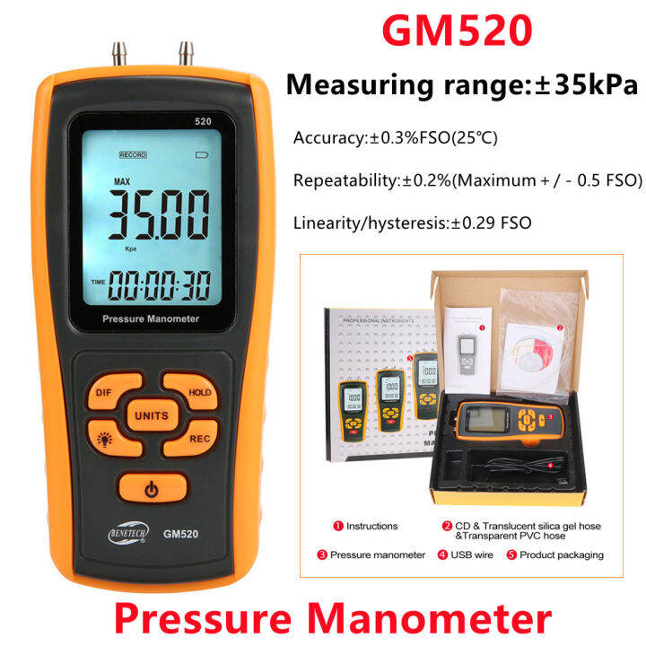 Handheld Digital Pressure Gauge Manometer 150kPa Pressure Differential ... Handheld Digital Pressure Gauge Manometer 150kPa Pressure Differential ...