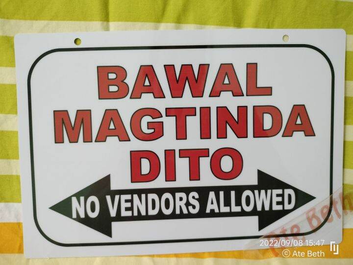 Bawal Magtinda Dito No Vendors Allowed Signage PVC Plastic (Like ID) 7 ...