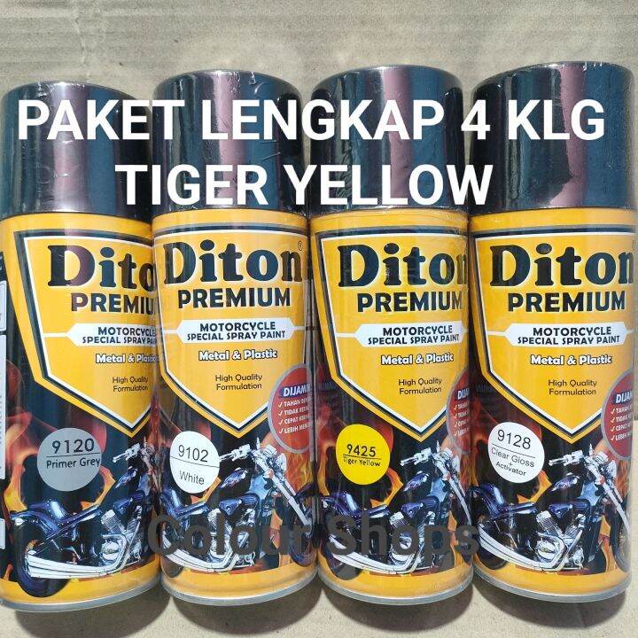 Pilok Cat Diton Premium Paket Lengkap 4 Kaleng Tiger Yellow Kuning 9425 ...