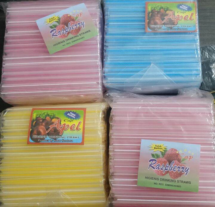 Sedotan Pop Ice Boba Warna Cap Apel Rashberry 1 Pak Isi Lebih Dari 100 ...