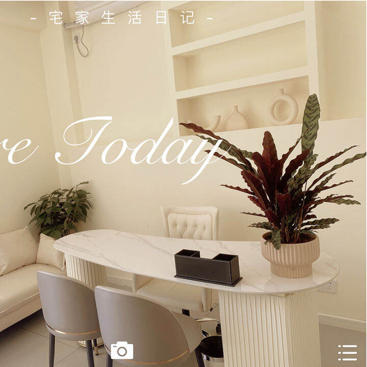 Creamy Style Computer Desk Office Desk Stone Plate Desk Workbench ...