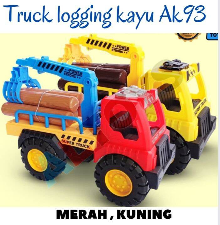 TRUCK LOGGING KAYU AK93 - MAINAN ANAK TRUCK MUAT KAYU KEREN WARNA MERAH ...
