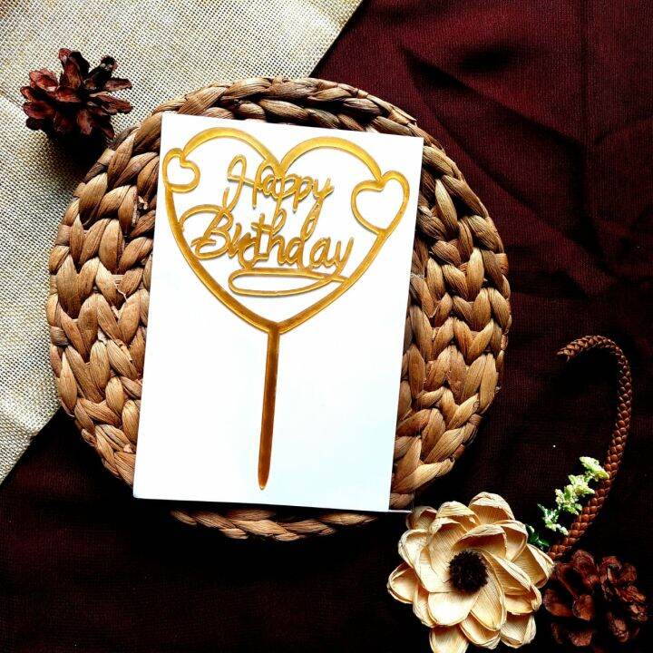 Topper akrilik Happy Birthday Love 009 / Topper ulang tahun akrilik ...