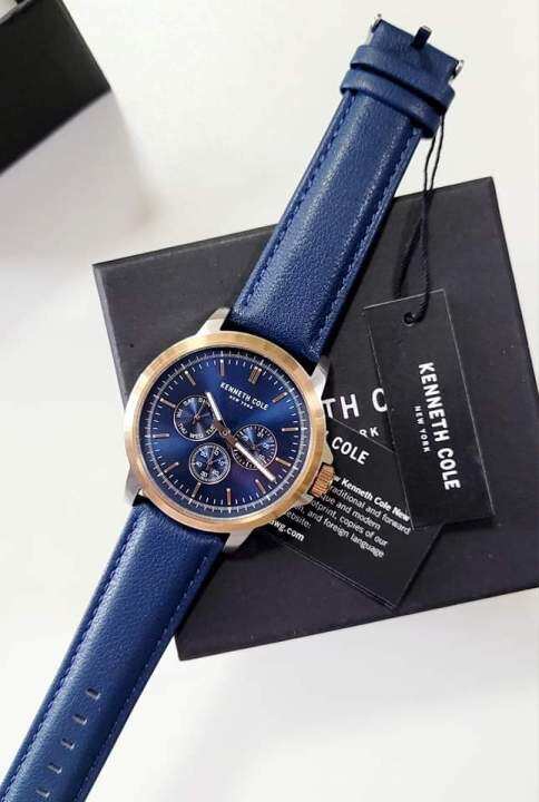 Kenneth Cole Newyork Blue Dial Blue Leather Strap Watch | Lazada PH