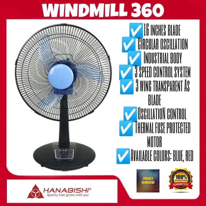 Hanabishi Desk Fan Windmill 360 WM360DF | Lazada PH