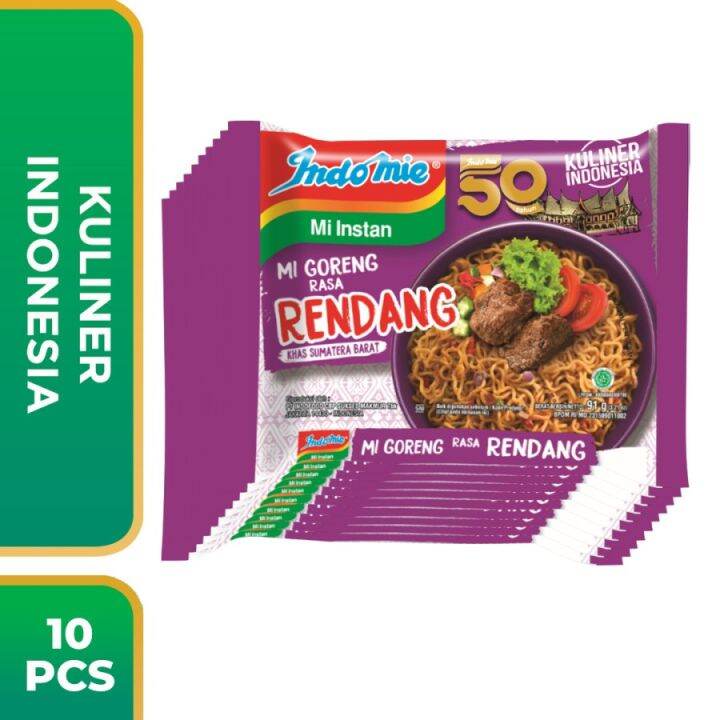 INDOMIE MIE GORENG RASA RENDANG ( 10 BUNGKUS ). ORIGINAL PACKING DARI ...