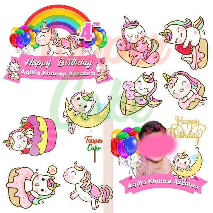 Topper Cake Kuda Poni gratis tambah nama, usia dan foto/Hiasan kue ...