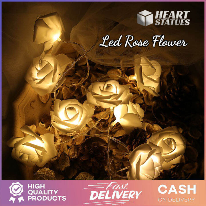LED Rose Flower Light Chandelier Pink String Fairy Lights Christmas ...