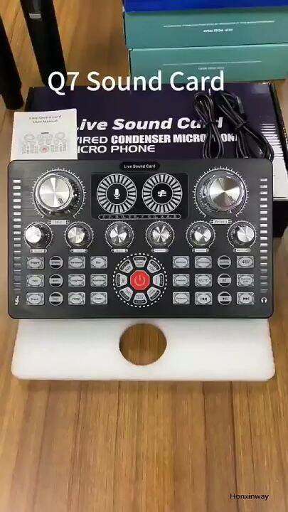 Upgraded Q7 Live Streaming Sound Card 12 Sound Effects Bluetooth-compatible 5.0 Audio Interface ...
