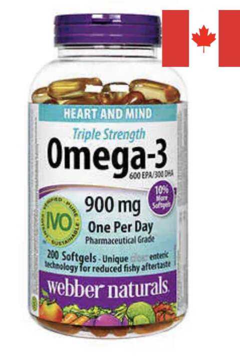 200 Softgels WEBBER NATURALS Omega 3 Triple Strength 900 Mg Made In ...