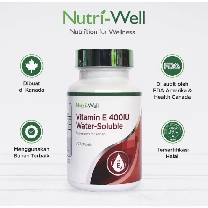 Nutriwell Vitamin E 400 IU Water Soluble 30 Softgels | Lazada Indonesia
