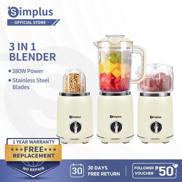 Simplus Blender Food Processor Smoothie Machine1.25L 3 in 1 Juicer Meat ...