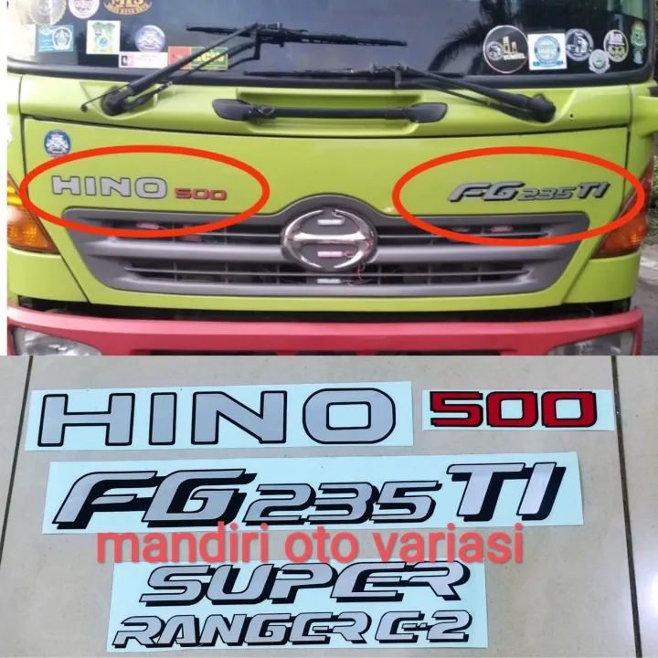 Stiker body mobil truck Hino 500 FG235TI sticker logo depan dan samping ...
