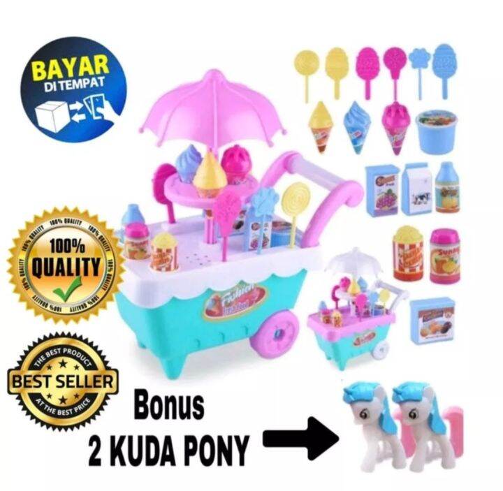 Mainan anak trolly ice cream kuda poni/ kuda poni/ grobak ice cream ...
