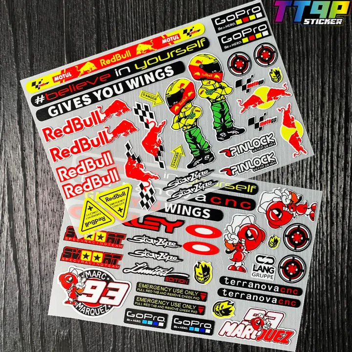 93 Marquis Ant Helmet Sticker GoPro Red Bull Reflective Lens Decal ...