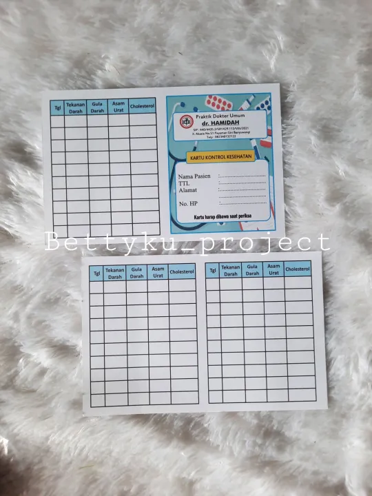 KARTU KONTROL KESEHATAN ( 100 PCS) KARTU PERIKSA LABORAT - KARTU CEK ...