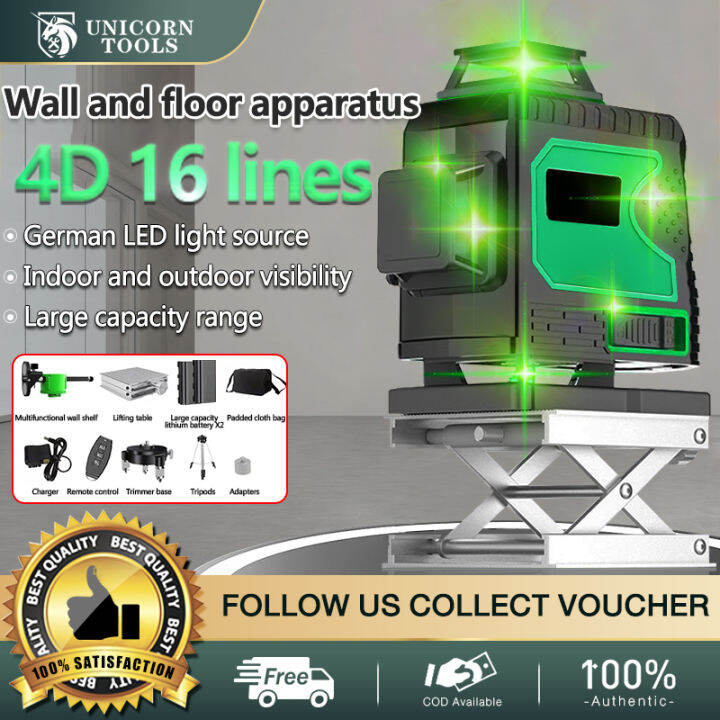 Unicorn 16 Lines 4D Green Light Laser Level Digital Level Self-leveling ...