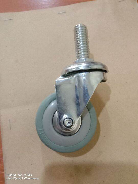 Roda abu abu karet 2 inch drat M12 hidup putar polos swivel | Lazada Indonesia