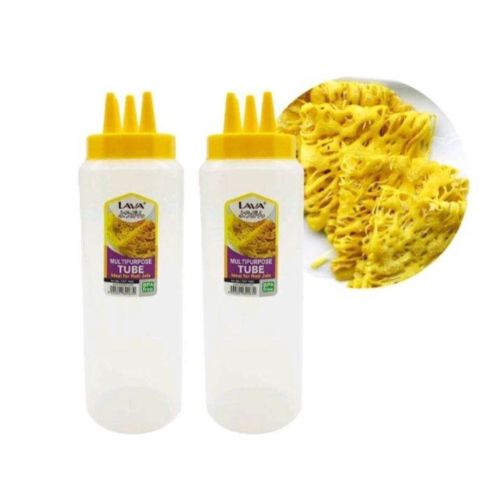 READY STOCK!!! 600ML ACUAN ROTI JALA 5 LUBANG SQUEEZER ROTI JALA BOTTLE ...
