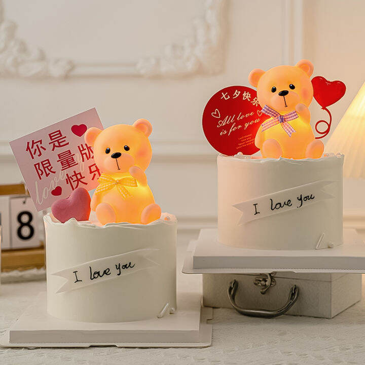 Chinese Valentine's Day Cake Decoration Square Flat Stick round ...