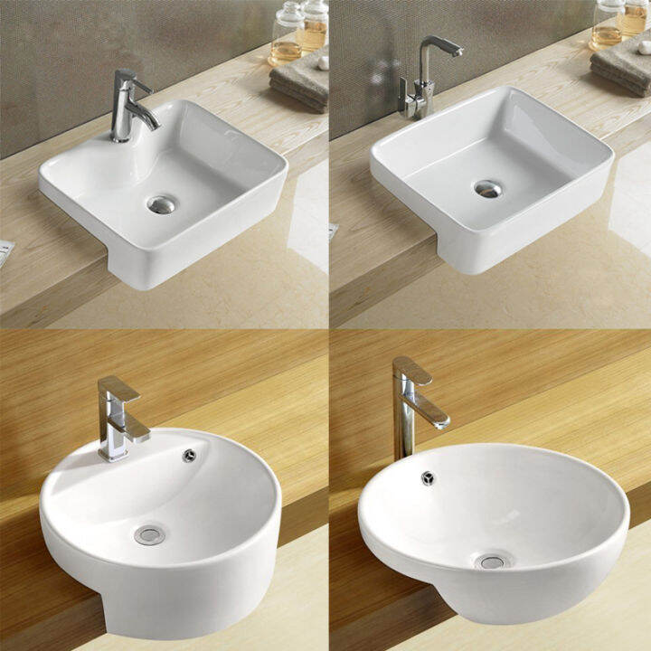 Semi-Hanging Type Wash Basin Half Table Basin Semi-Embedded Basin Inter ...