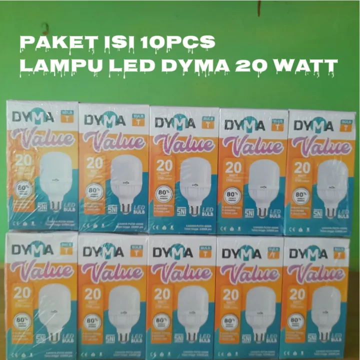Bohlam lampu led murah 20 watt isi 10 pcs/lampu led DYMA VALUE 20wt ...