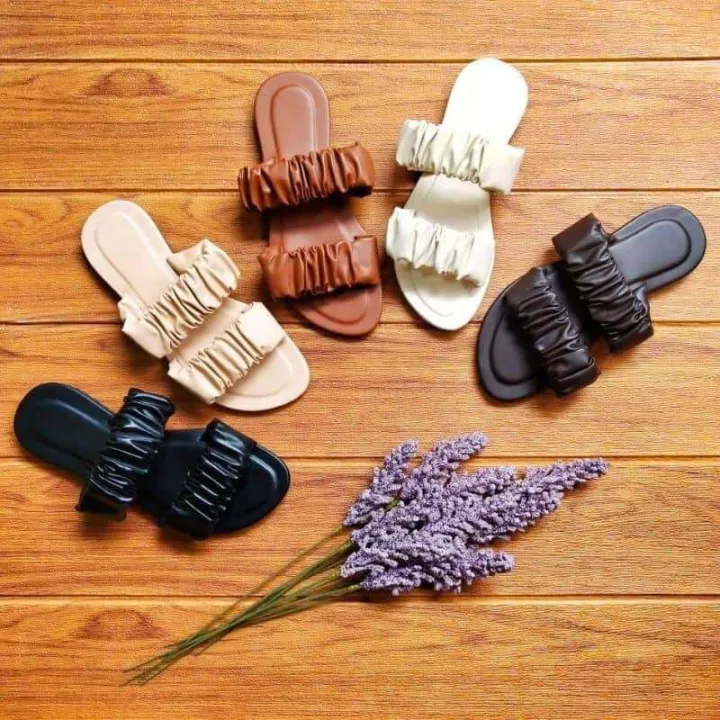 Double Crumpled Strap Marikina Made Sandals | Lazada PH