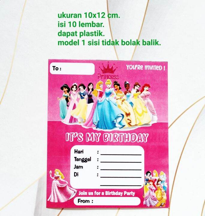 kartu undangan ulang tahun happy birthday ultah hbd karakter princes ...