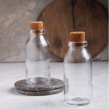 botol kaca vas bunga tutup kayu //botol kemasan untuk sovenir//botol ...