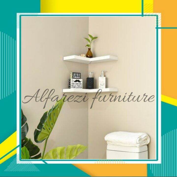 Rak hiasan dinding tempel tembok 1 dan 2 susun minimalis leter L sudut ...