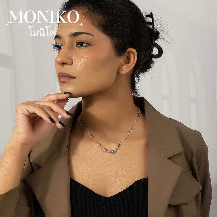 MONIKO สร้อยคอจี้ทิวลิปสไตล์เกาหลีสร้อยคอแฟชั่นผู้หญิง จี้โอปอลวินเทจ ...
