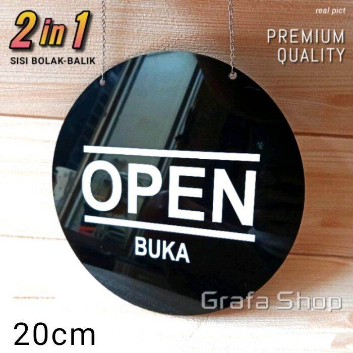 GRAFA - papan tulisan acrylic OPEN CLOSED / buka tutup bolak balik ...