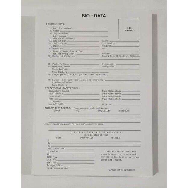 Bio-Data Book Paper Quality Class A (500sheets) | Lazada PH