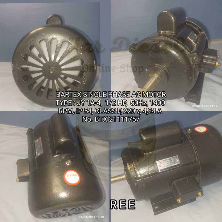 ELEKTRO MOTOR DINAMO PENGGERAK BARTEX SINGLE PHASE 1/2 HP 1400 RPM | Lazada Indonesia