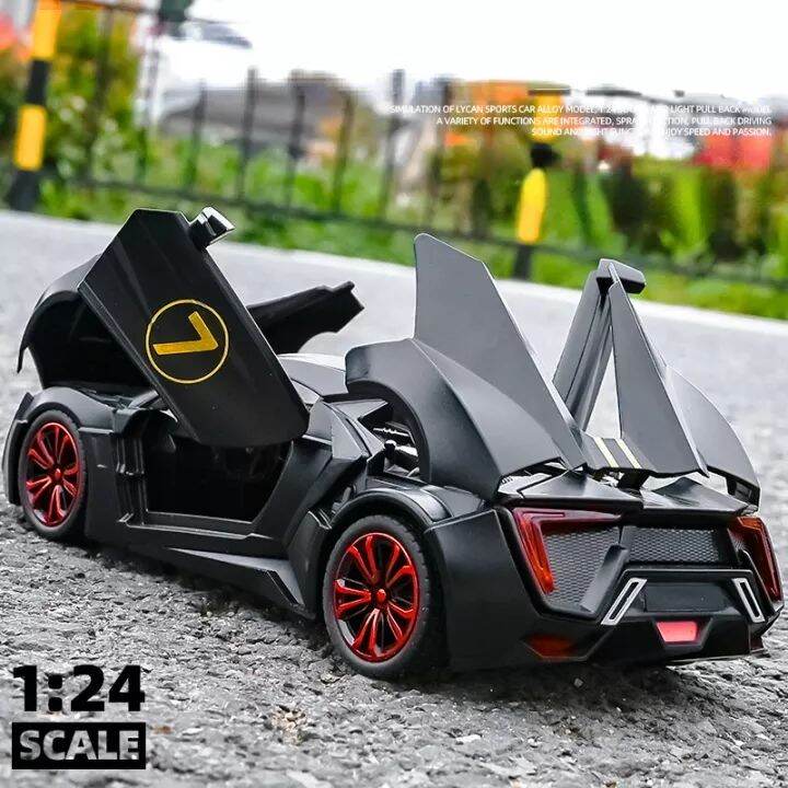 【WJ】โมเดล1:24จำลอง,รถ Diecast Lyken แบบสเปรย์รถโลหะผสมสปอร์ตมีไฟและ ...