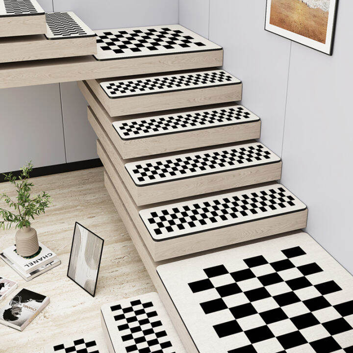 Plaid Stair Step Mats Diatom Ooze Glue-Free Self-Adhesive Duplex Step ...