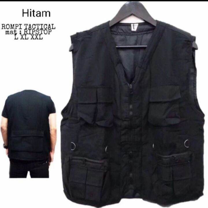 Rompi katun ripstock pria tactical saku banyak lapangan outdoor seragam ...