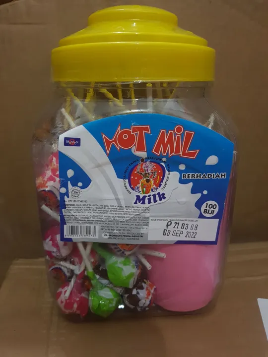 Permen Lolli Hot Mil Milk 1 toples isi 100pcs | Lazada Indonesia