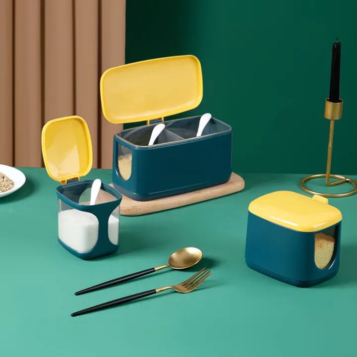 Jujia Jia กล่องใส่เครื่องปรุงเกลือผงชูรสสำหรับใช้ในบ้านกระปุกใส่ ...