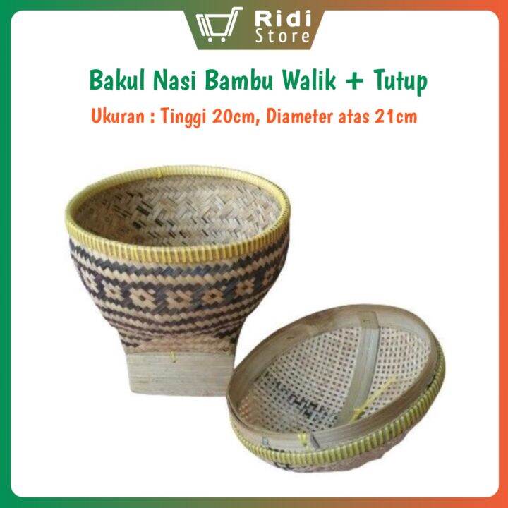 Bakul Nasi Anyaman Bambu Motif Walik Plus Tutup | Lazada Indonesia