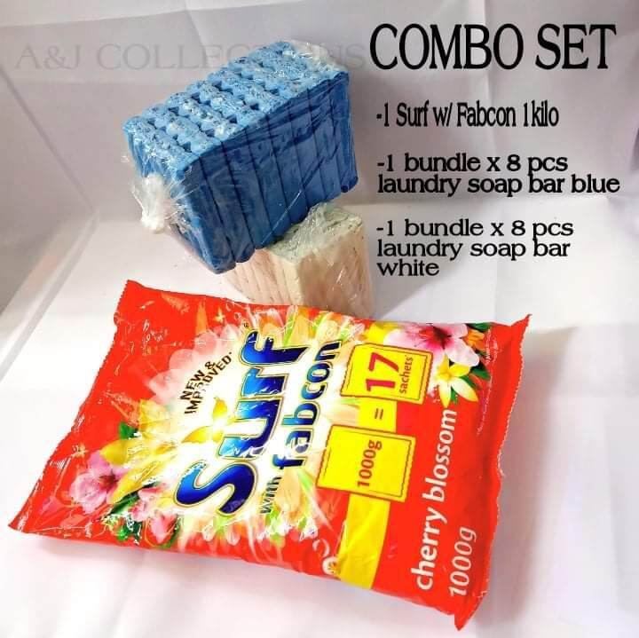 3 IN 1 COMBO SET/ 1100Grams SURF POWDER / 2 BUNDLE BY 8 PCS LAUNDRY ...