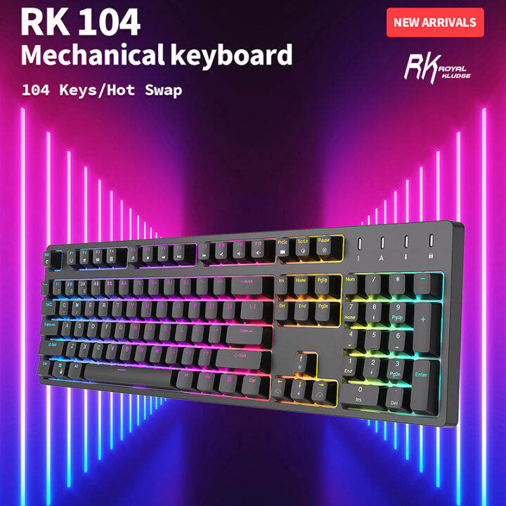 RK Royal Kludge RK104 3 Mode Wireless 2.4 BT5.0 Type-c RGB Mechanical ...