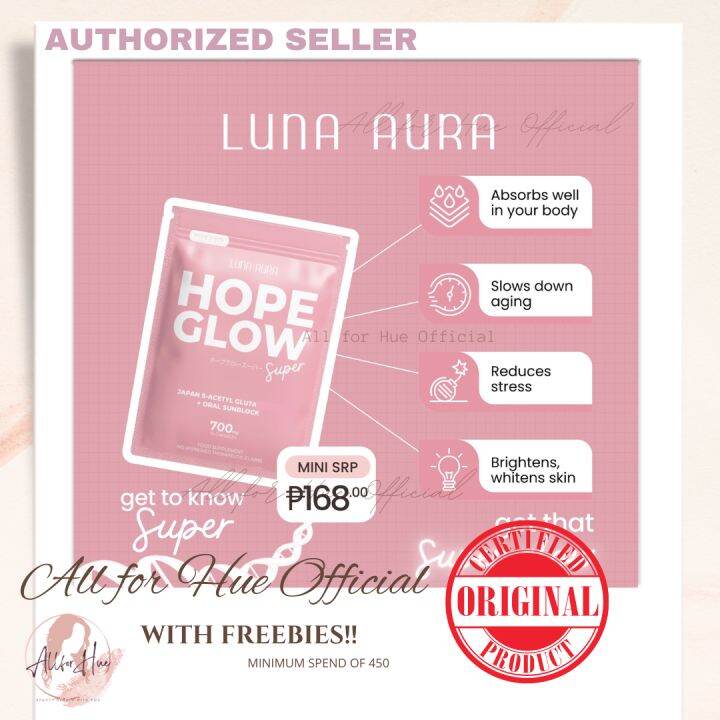 Hope Glow SUPER Mini Japan S-Acetyl Gluta + Oral Sunblock 700mg 14 ...