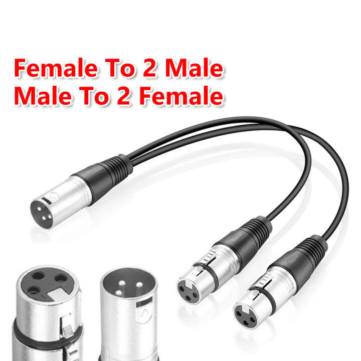 XLR 3pin Y Splitter microphone wire for Mixer Mixing Console Mic plug ...